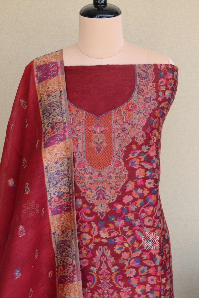 Maroon Kani Chanderi Silk Suit– Imperial Weaves